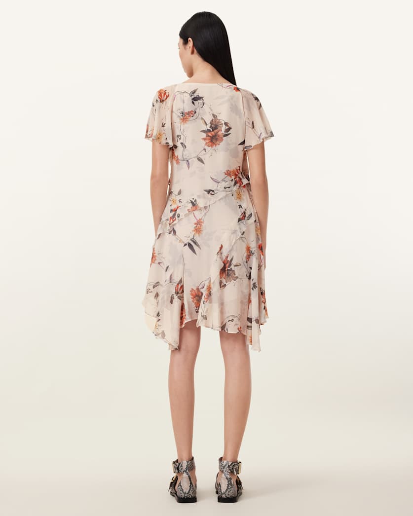 Darma Floral Print Mini Dress UNITY ECRU WHITE | ALLSAINTS